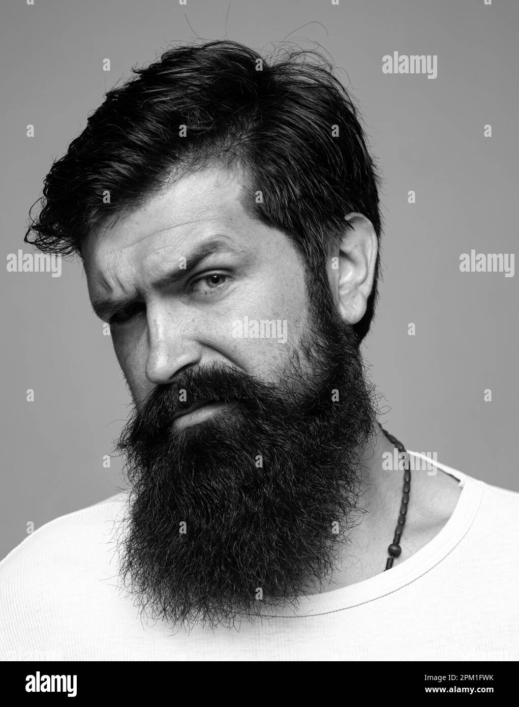 Emotions. Face expression. Serious handsome man. Portrait of confident ...