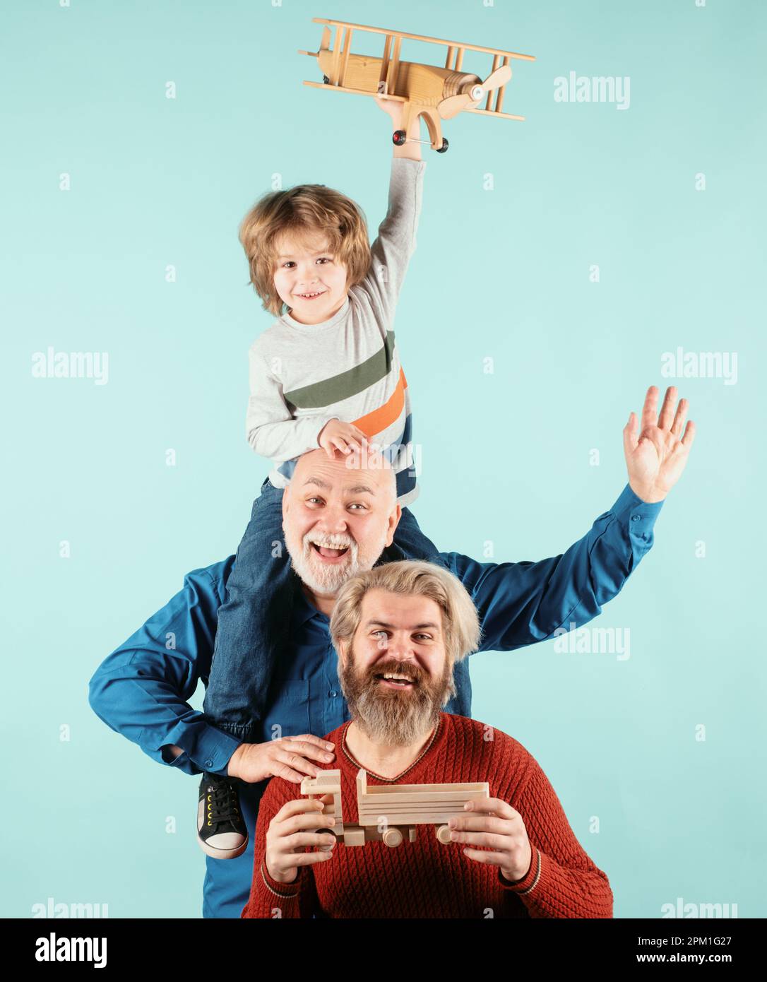 Family relationship between Grandfather Father and Grandson. Man in ...