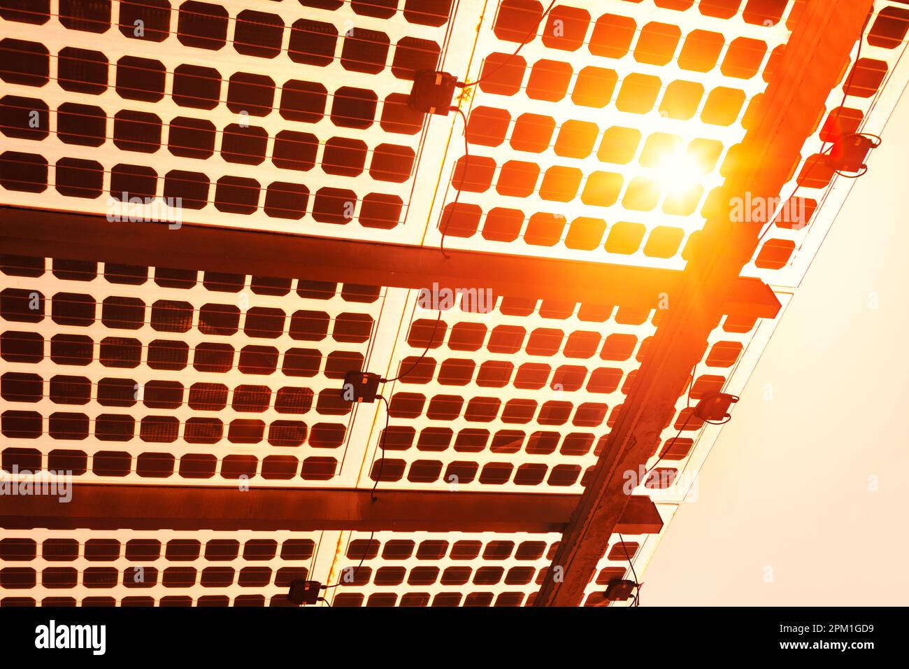 Solar power boards with shining sun Stock Photo - Alamy