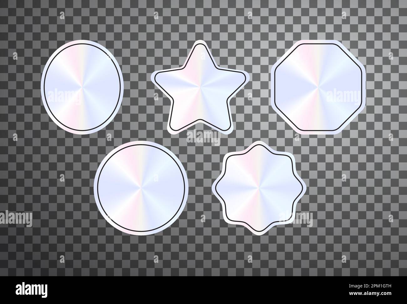Vector silver hologram stickers isolated on transparent background ...