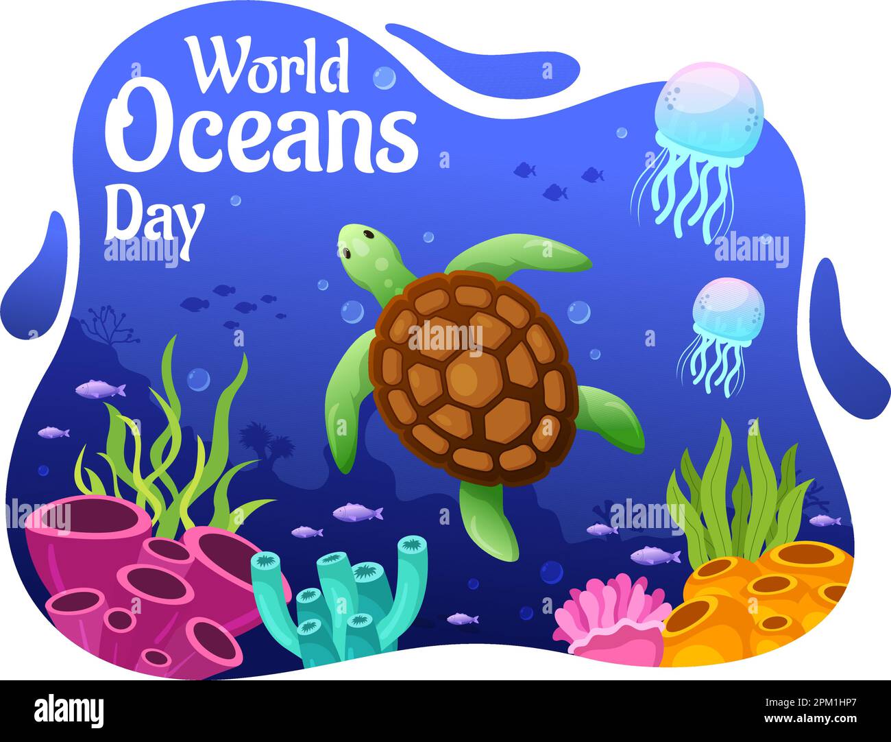 World Oceans Day Illustration to Help Protect and Conserve Ocean, Fish ...