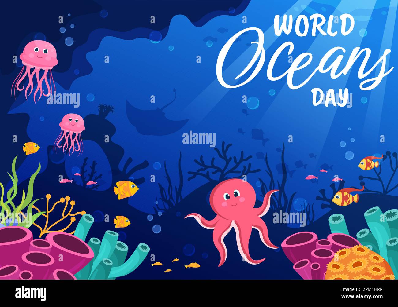 World Oceans Day Illustration to Help Protect and Conserve Ocean, Fish ...