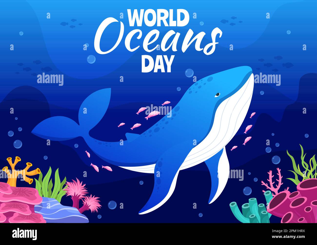 World Oceans Day Illustration to Help Protect and Conserve Ocean, Fish ...