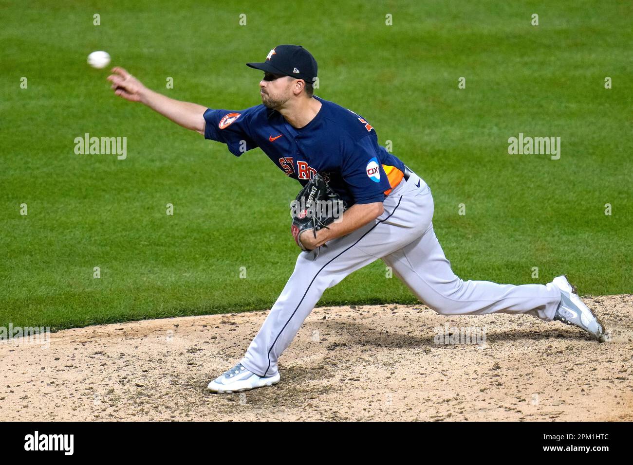 Houston Astros relief pitcher Seth Martinez delivers during the ninth ...