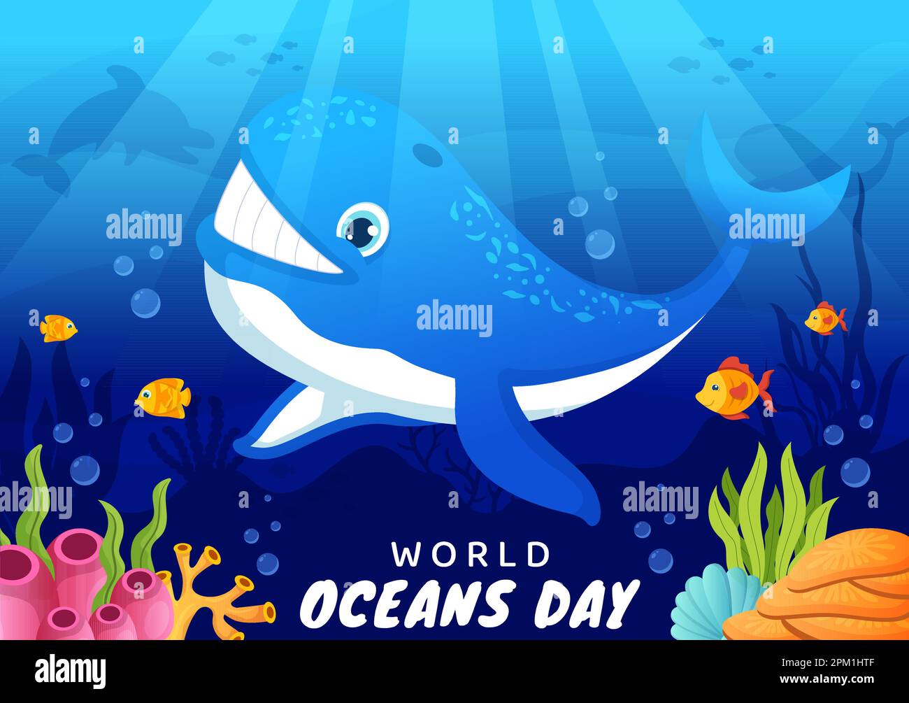 World Oceans Day Illustration to Help Protect and Conserve Ocean, Fish ...