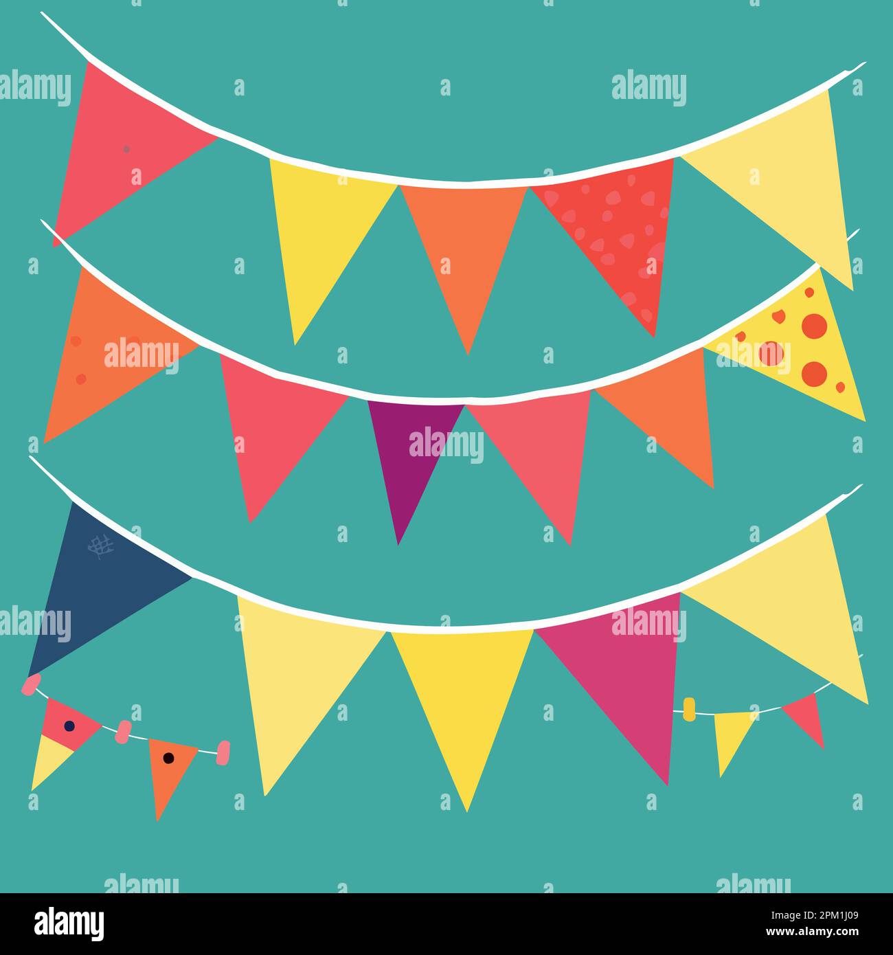 colorful hanging pennants decorations minimalist vector illustration ...