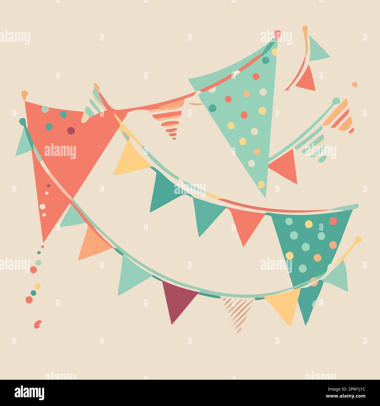colorful hanging pennants decorations minimalist vector illustration ...