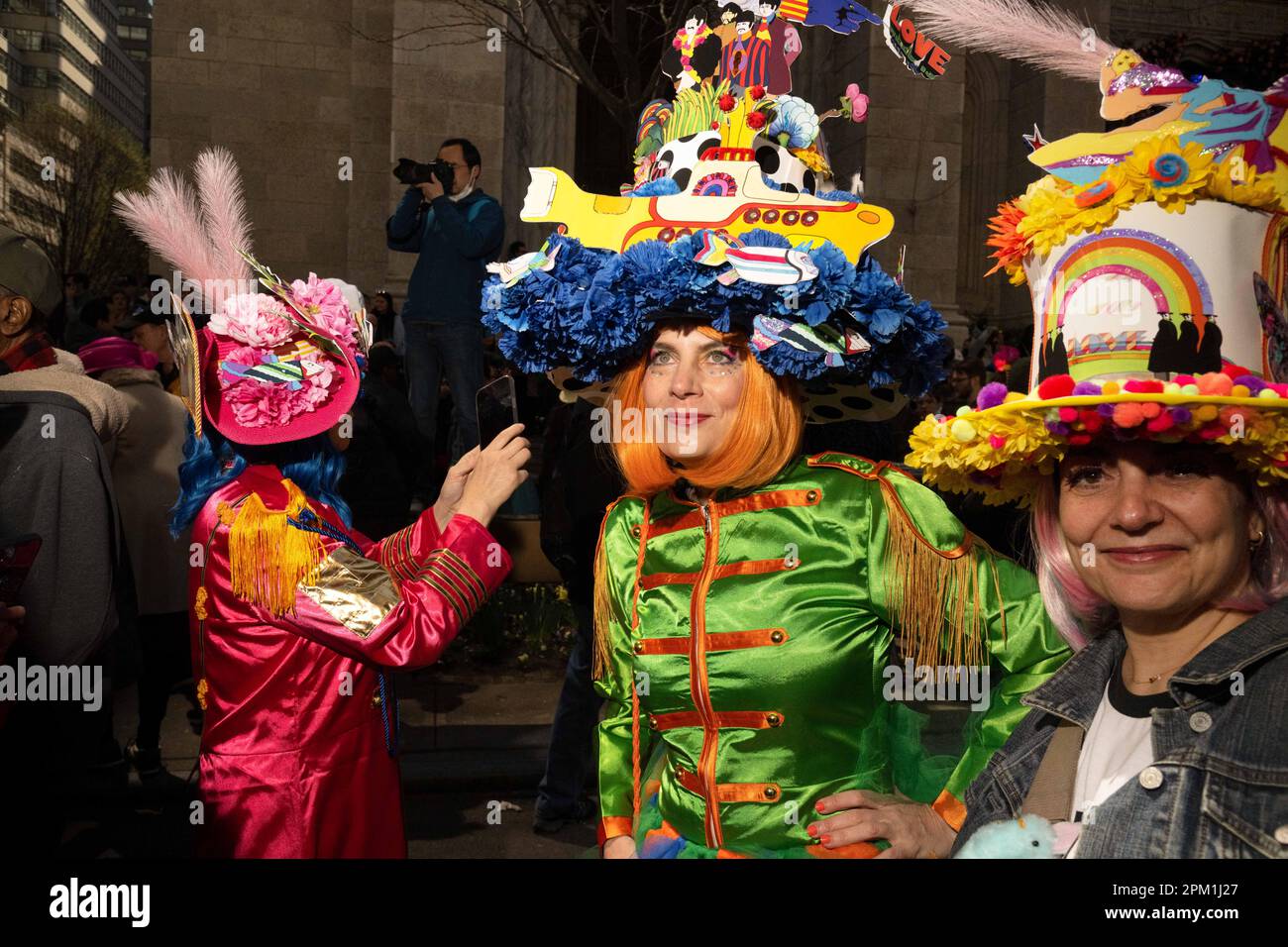 New York, New York, USA. 9th Apr, 2023. Beatles hats and costumes seen ...