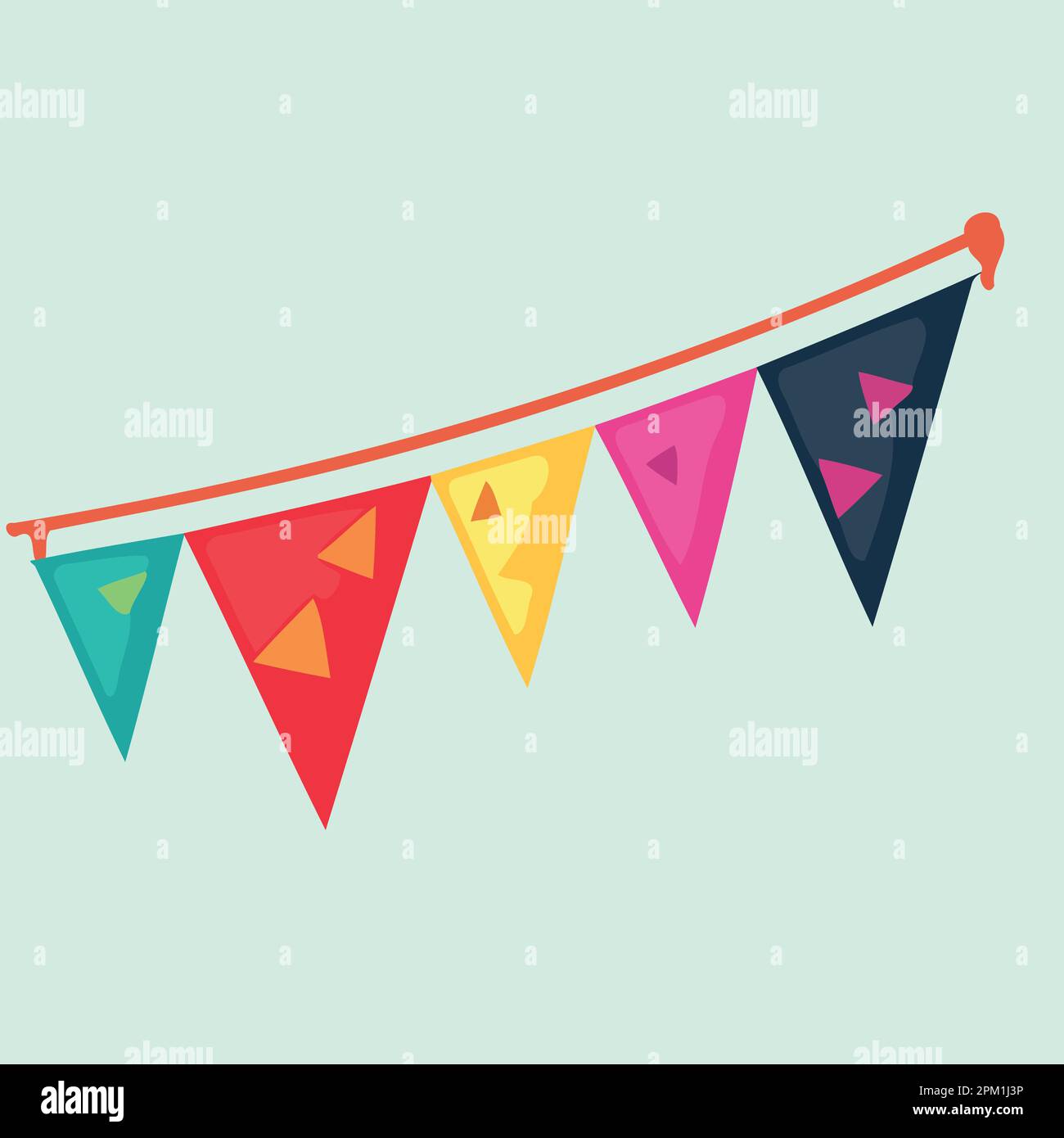 colorful hanging pennants decorations minimalist vector illustration ...