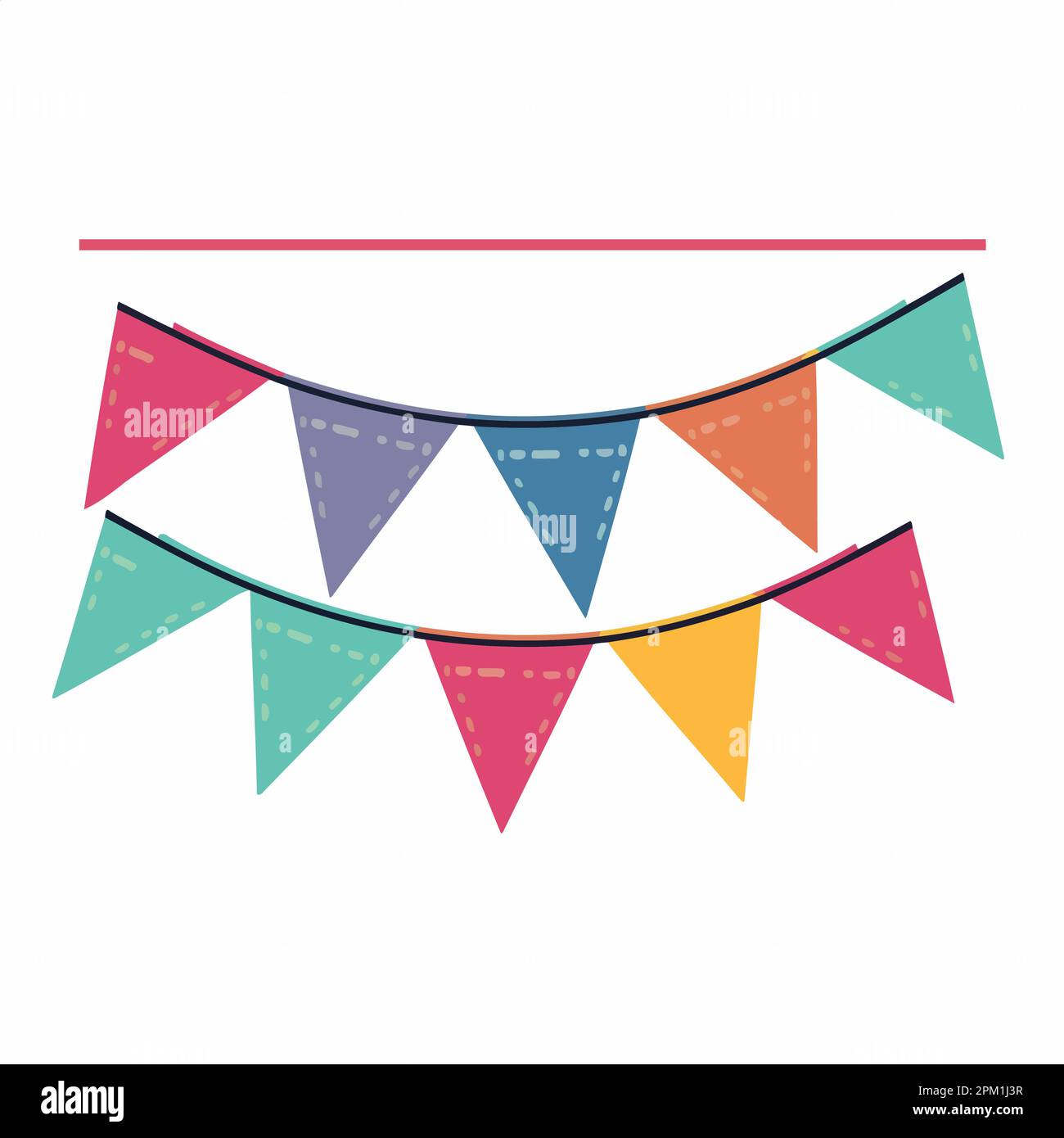 colorful hanging pennants decorations minimalist vector illustration ...
