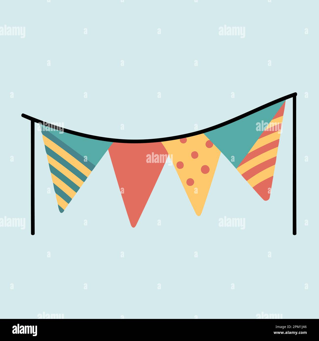 colorful hanging pennants decorations minimalist vector illustration ...