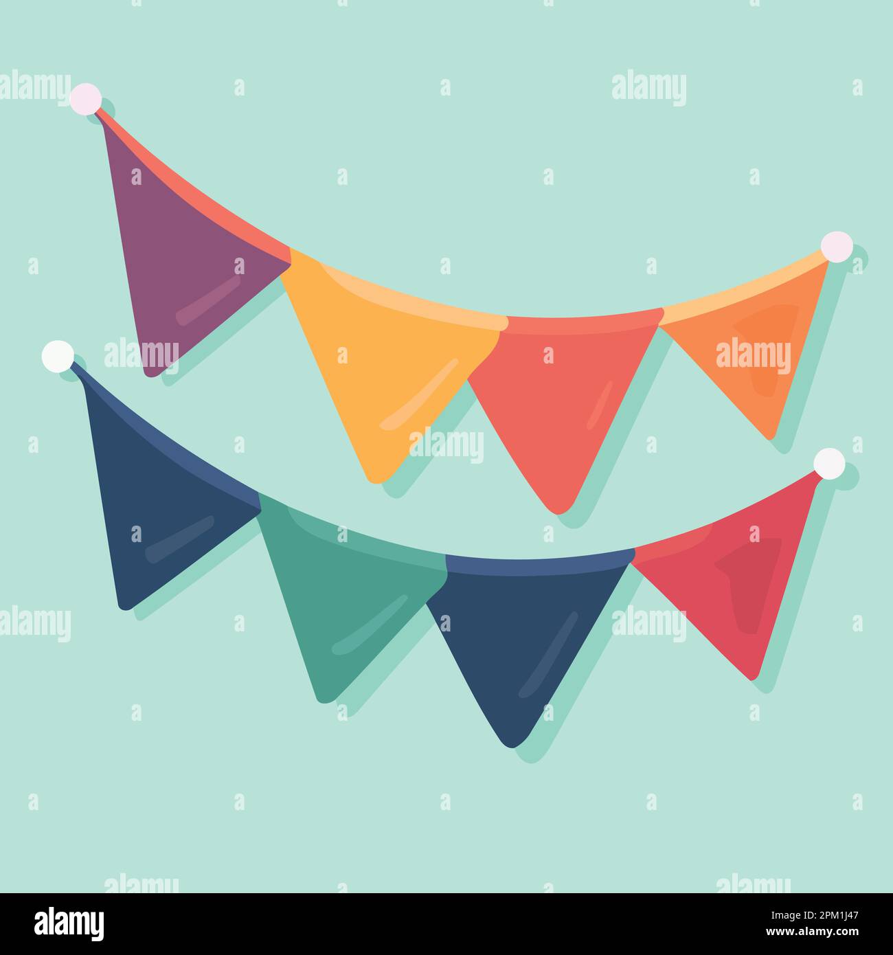 colorful hanging pennants decorations minimalist vector illustration ...