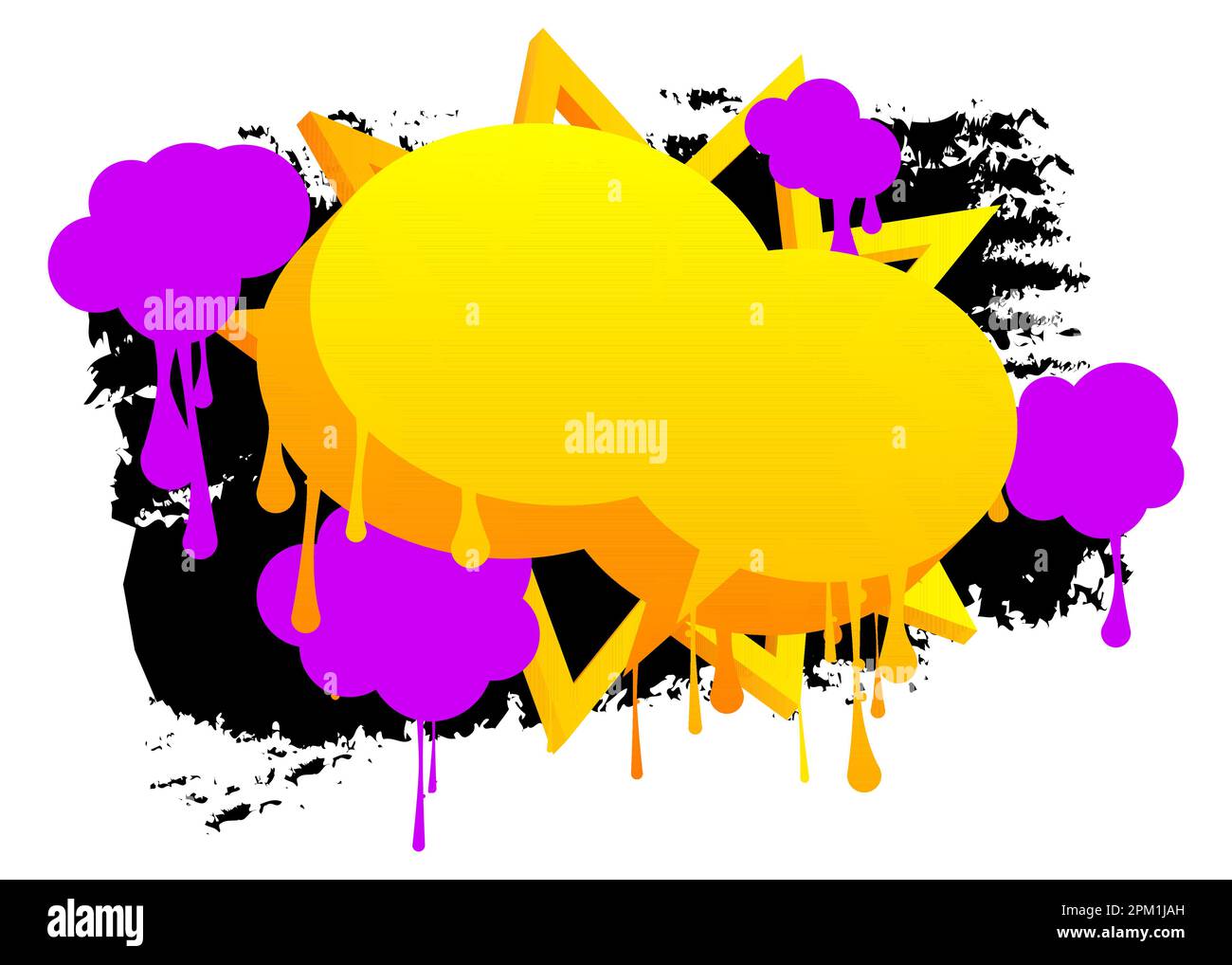 Yellow graffiti speech bubble with purple and black elements. Abstract ...