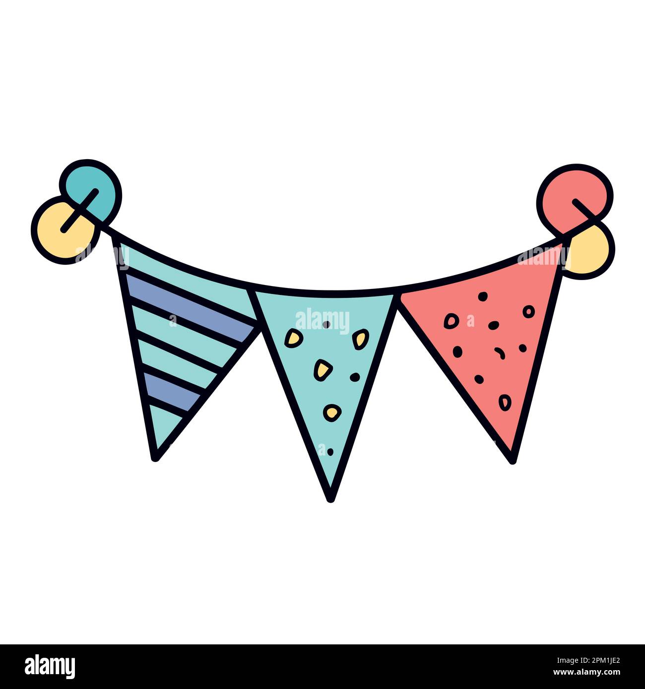 colorful hanging pennants decorations minimalist vector illustration ...