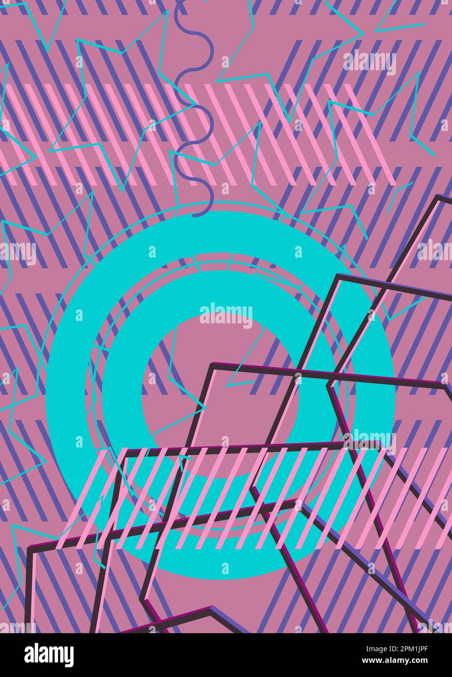 Retro busy abstract geometric poster with simple shapes. Vintage ...