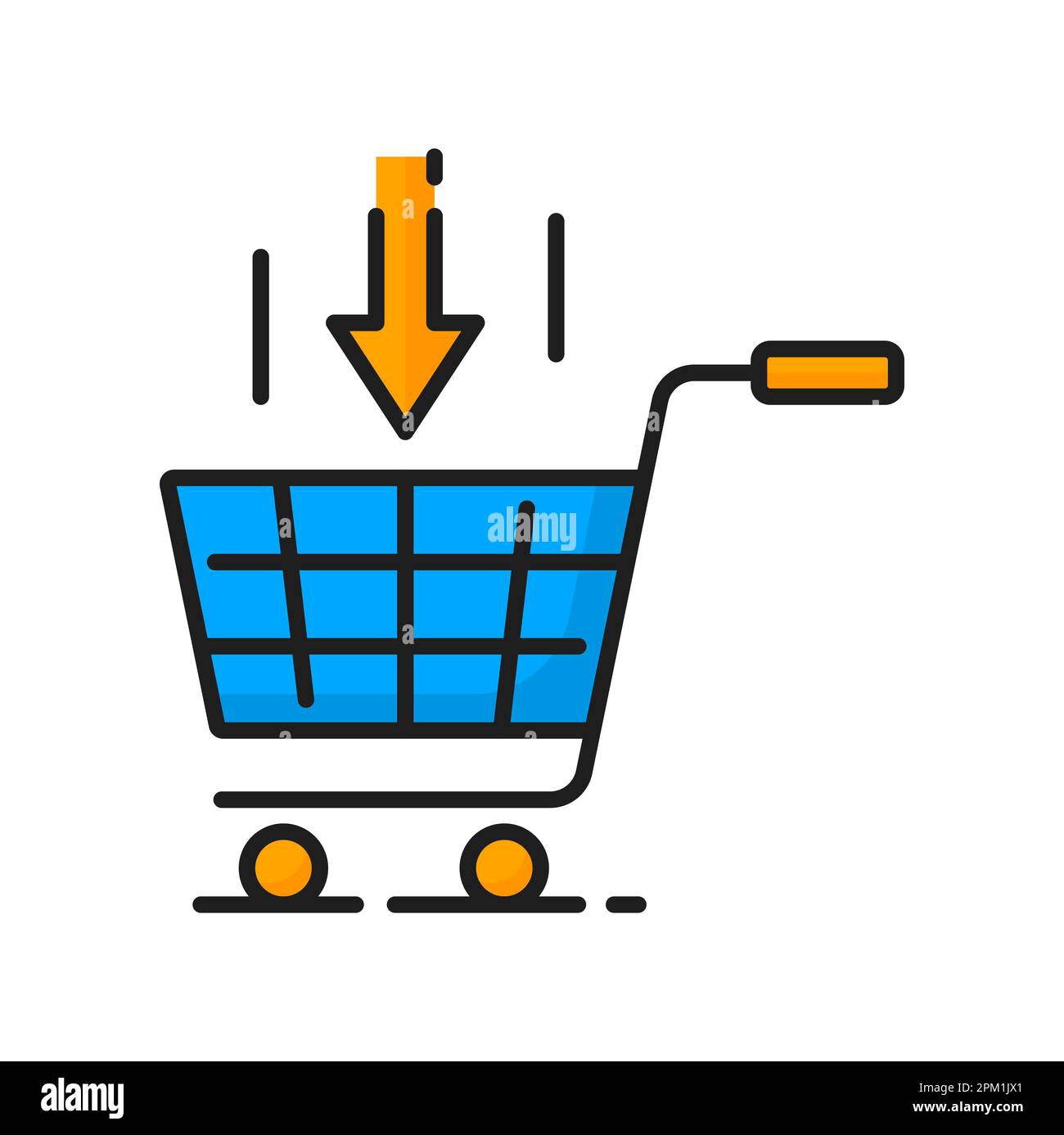 Shopping cart with arrow above, logistics and wholesale concept, color ...