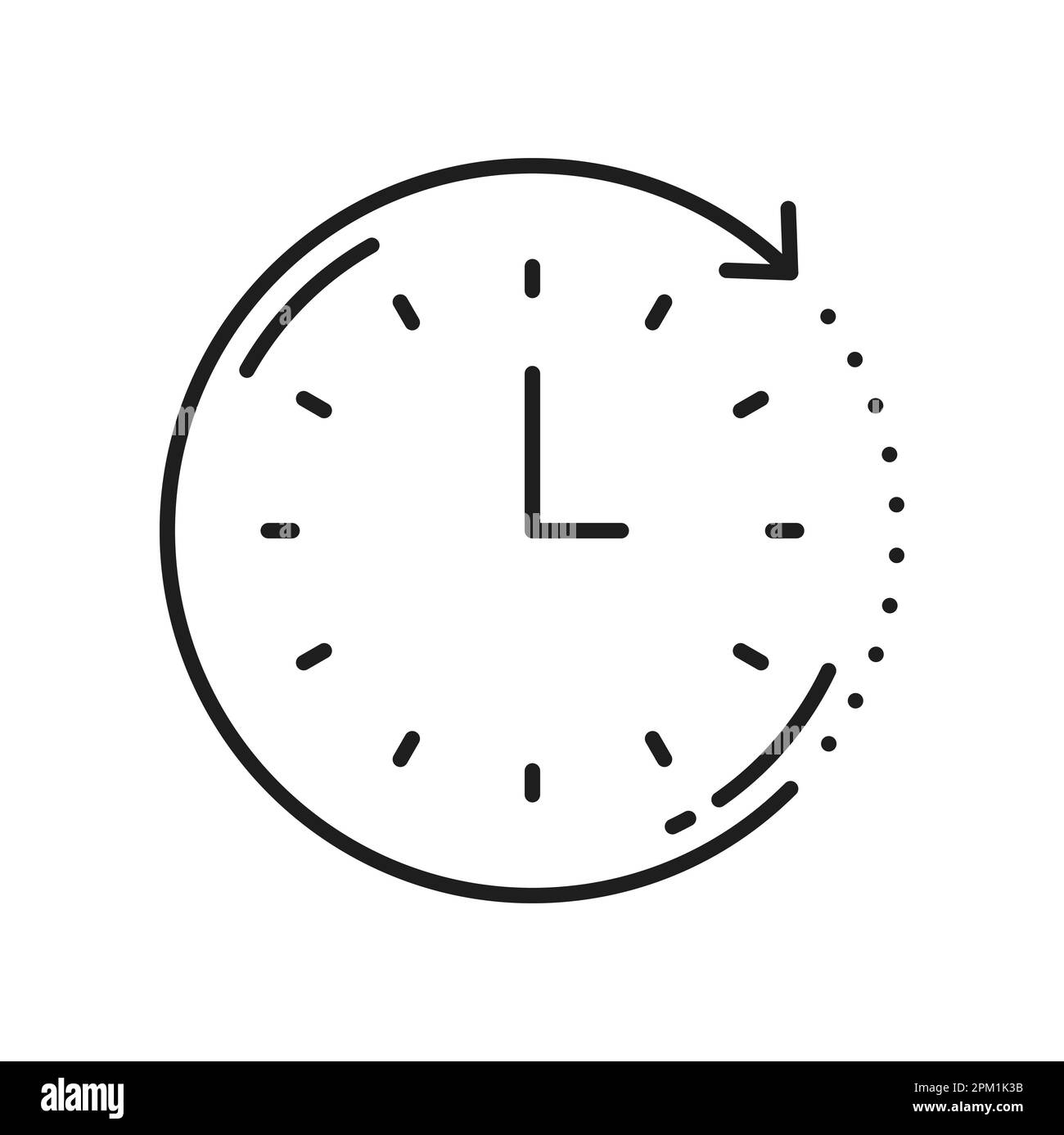 Clock timer outline icon, timepiece with dial face and arrows. Vector ...