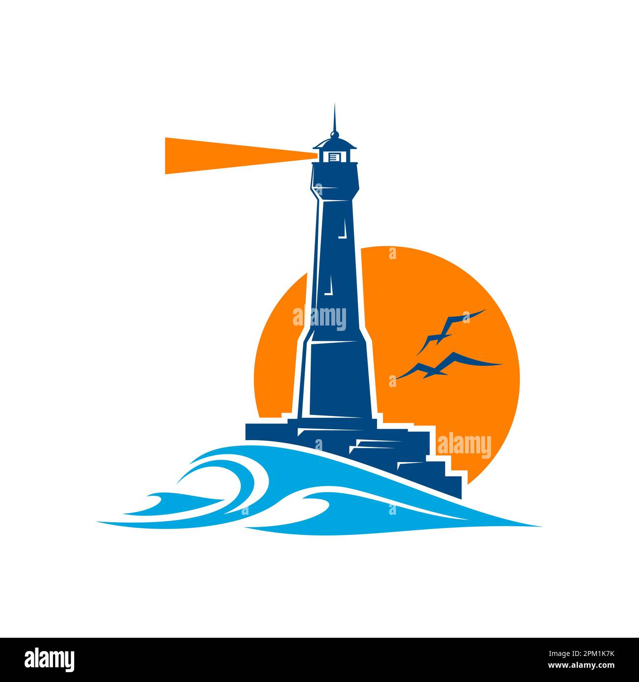Lighthouse and beacon icon. Sea and ocean sailing safety, tourism ...