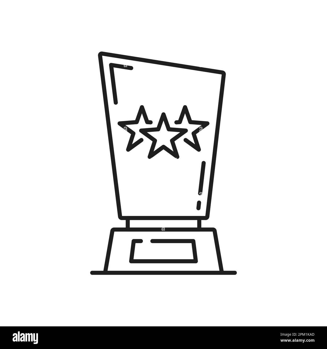 Trophy award, winner prize with stars, vector line icon of glass ...