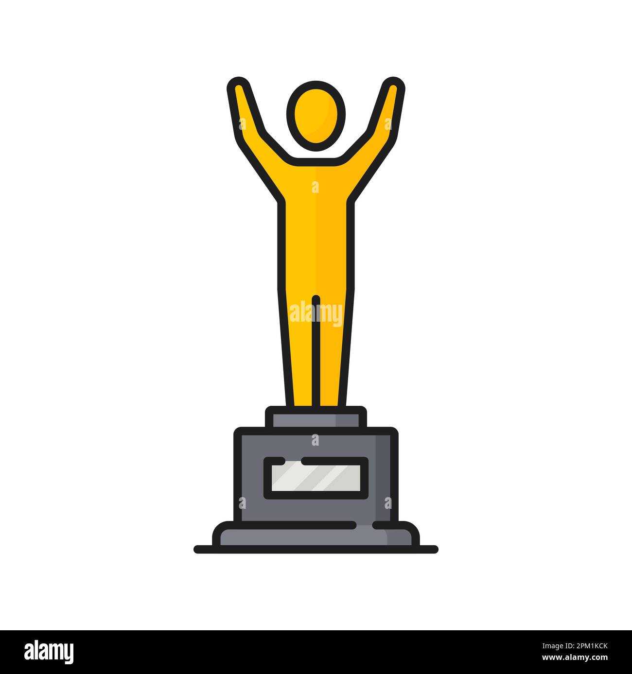Gold award male statue, golden trophy line icon. Vector celebrity ...
