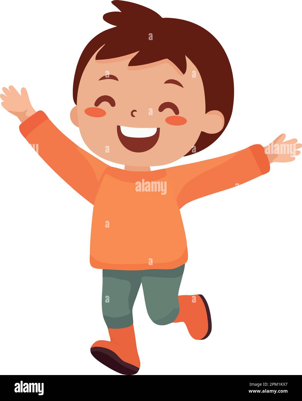 Smiling cute boy jumping Stock Vector Images - Alamy