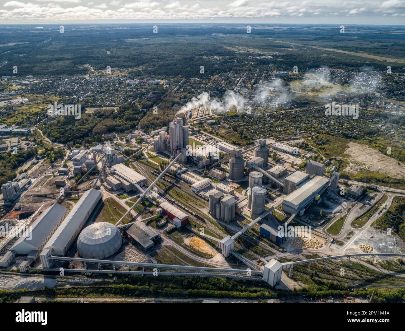 Modern powerful concrete plant at production process aerial Stock Photo ...