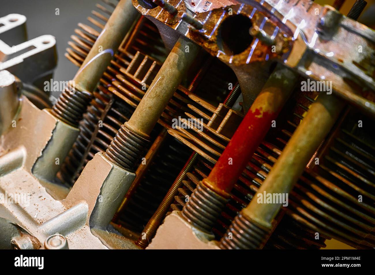 Old internal combustion engine of car with rust in workshop Stock Photo ...