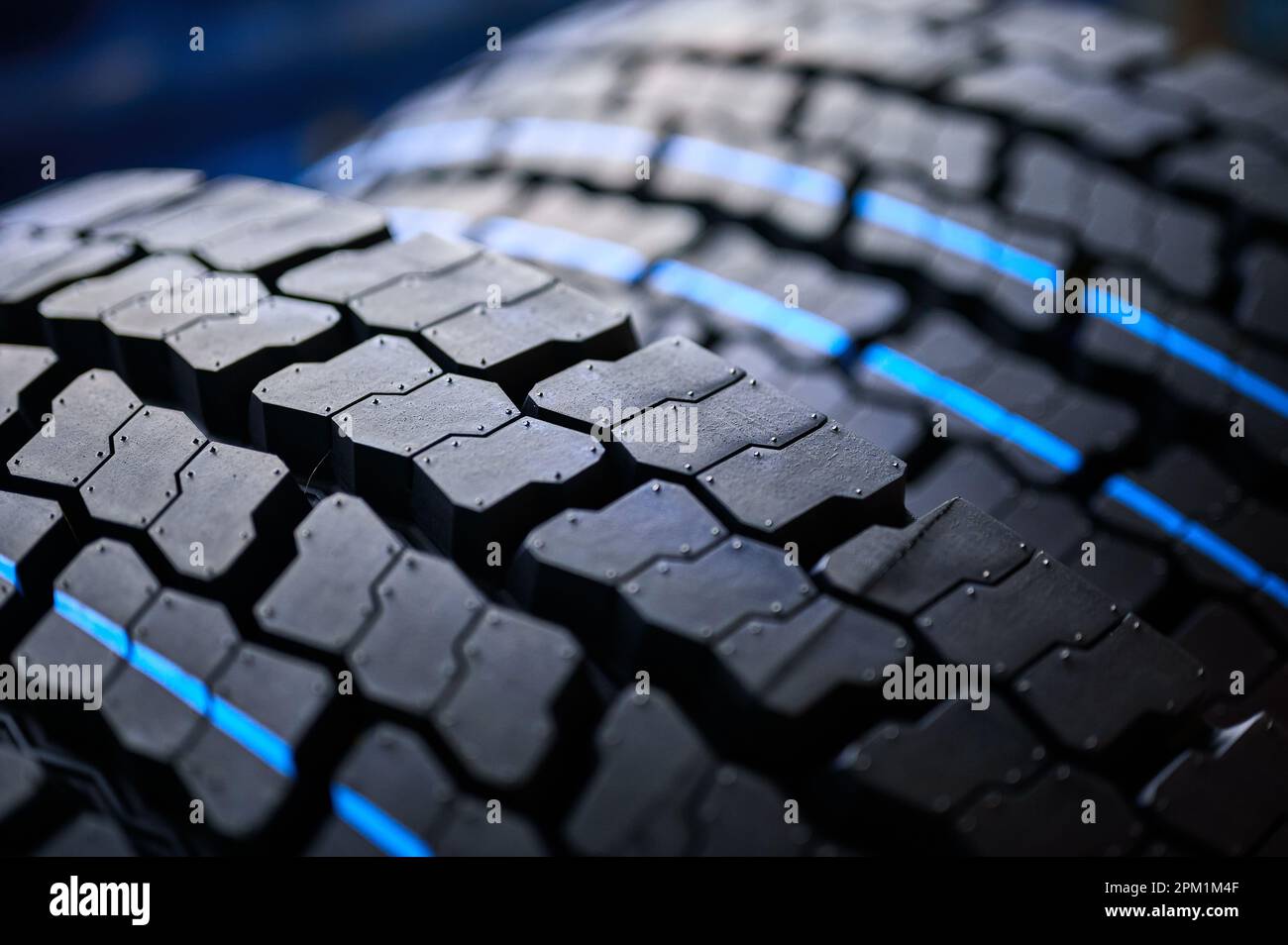 Car tire with blue markings before vulcanization process Stock Photo ...