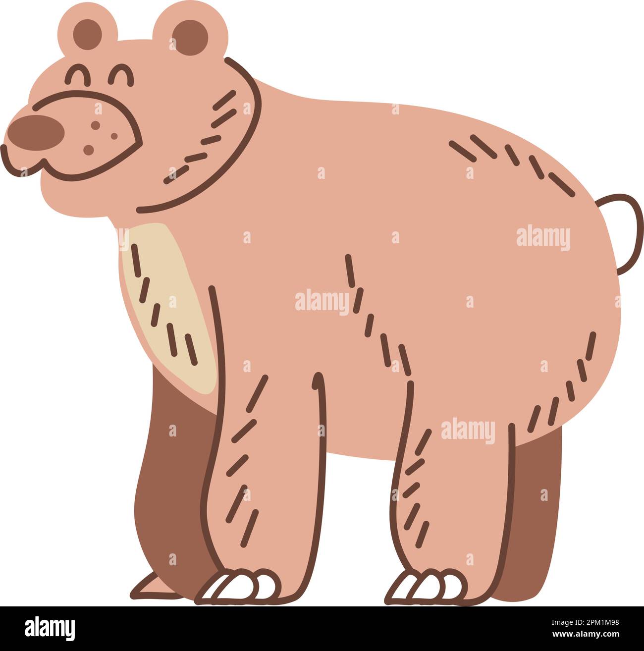 Cute cartoon bear icon standing on flat background Stock Vector Image ...