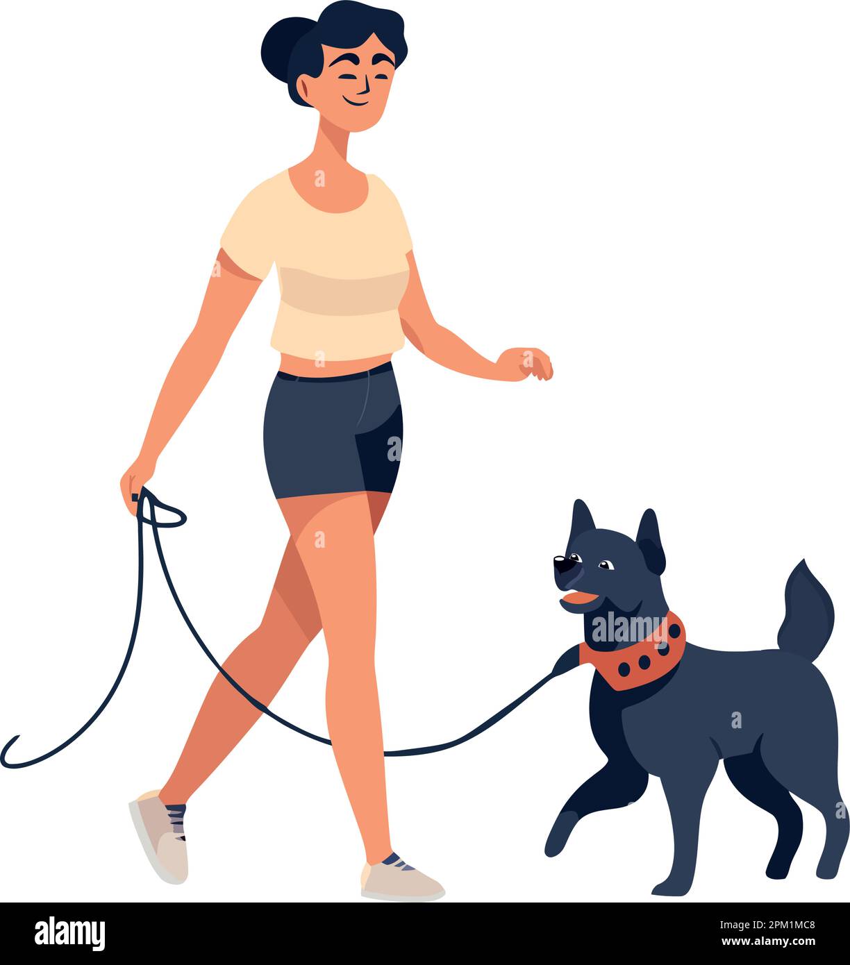 Dog walking on lead Stock Vector Images - Alamy