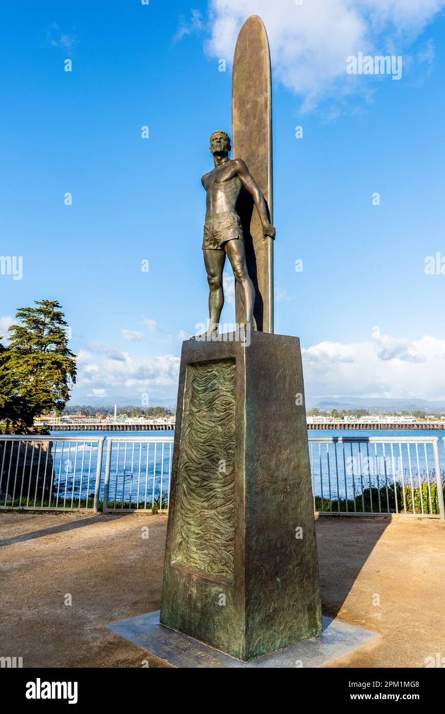 The Surfer Statue in Santa Cruz coast Stock Photo - Alamy