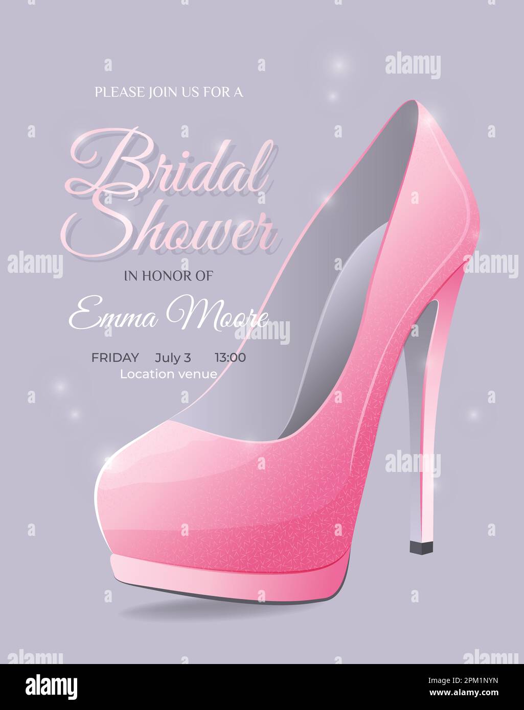 Bridal Shower invitation card with wedding shoe Stock Vector Image ...