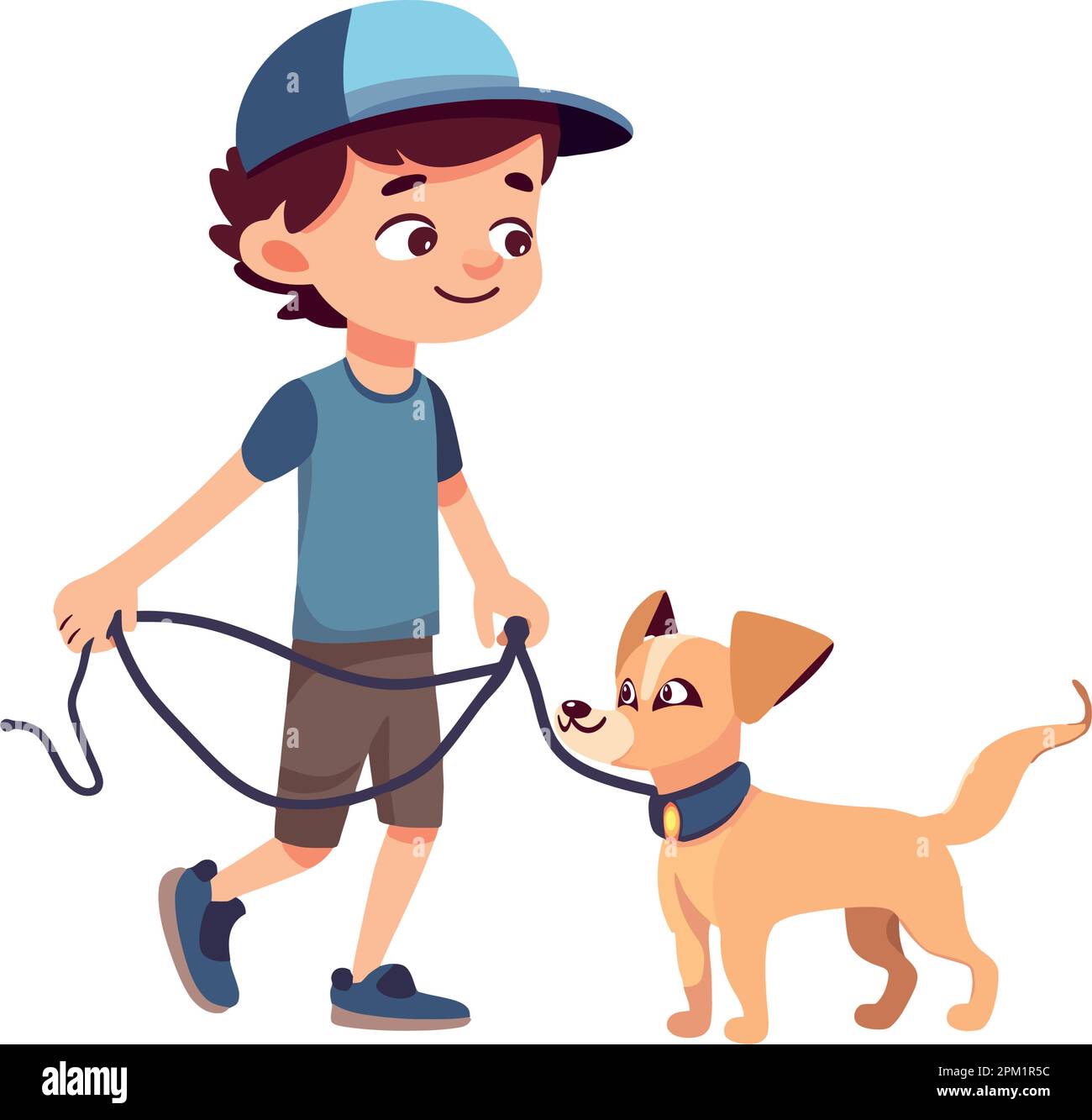 Boy Walking Dog Clipart