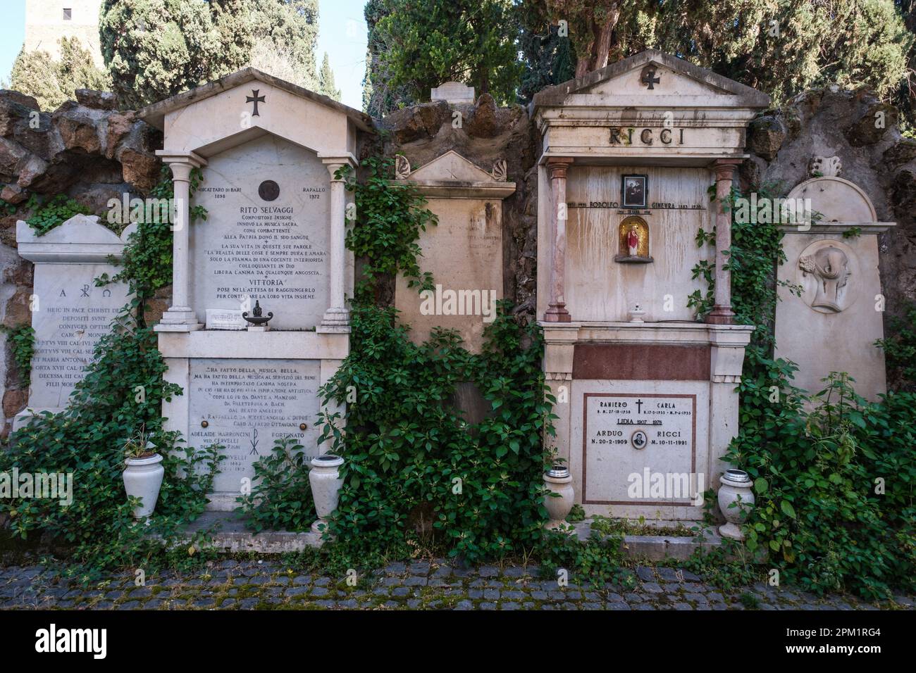 Rome, Italy. 10th Apr, 2023. Various Graves in the monumental cemetery ...