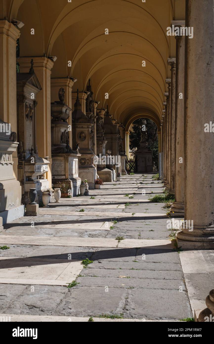 Rome, Italy. 10th Apr, 2023. A general view of the monumental cemetery ...