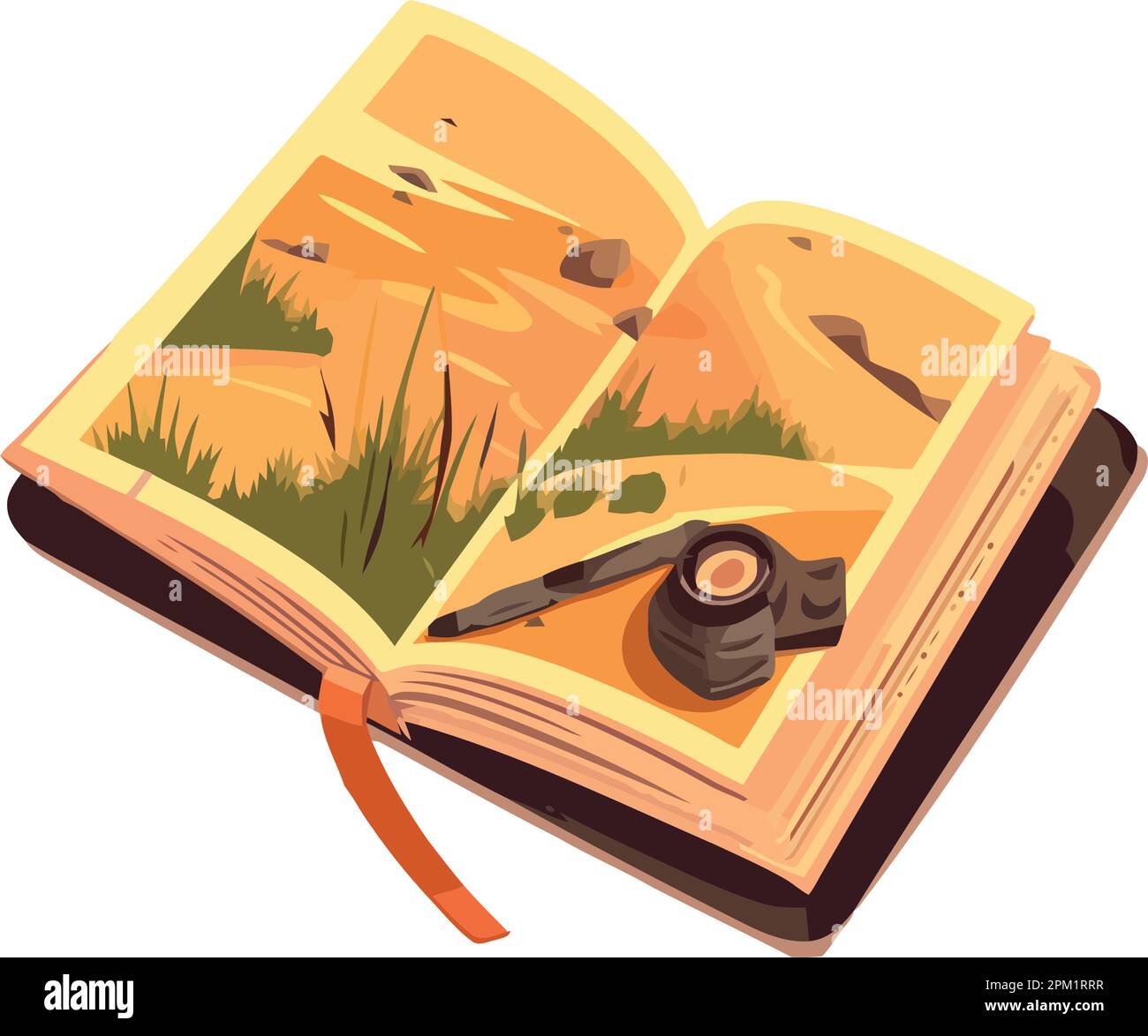 Education through reading, nature wisdom illustrated outdoors Stock ...