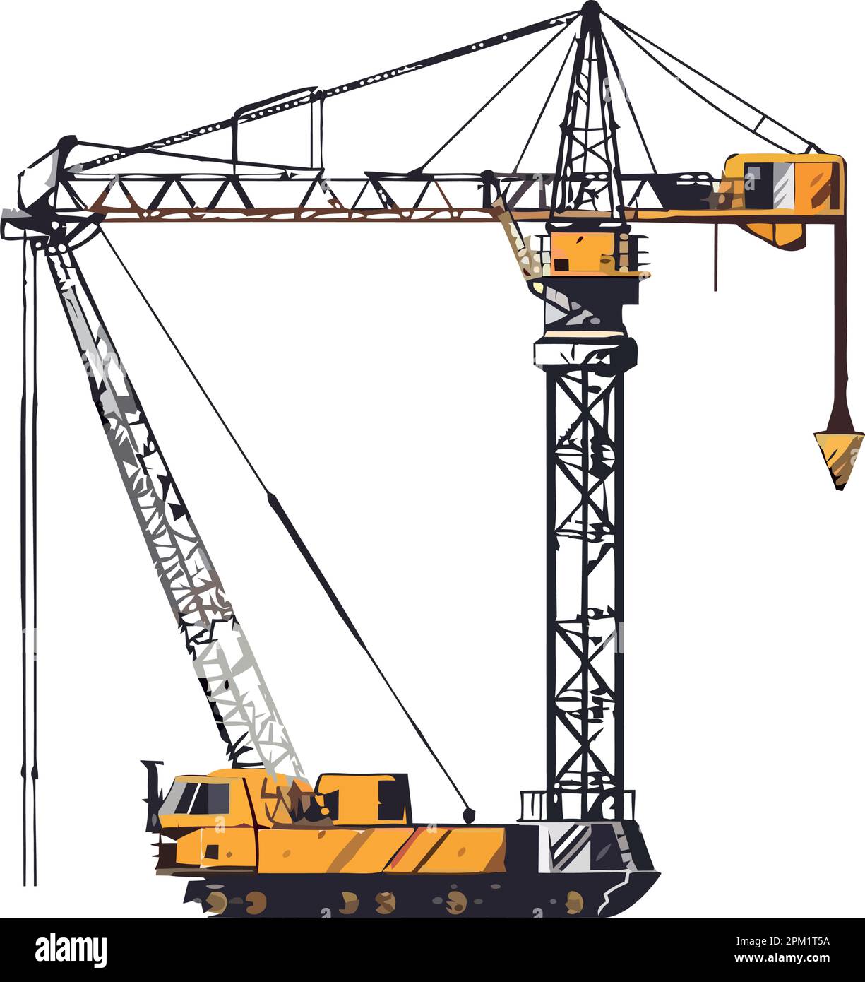Heavy crane picking up steel on construction site Stock Vector Image ...