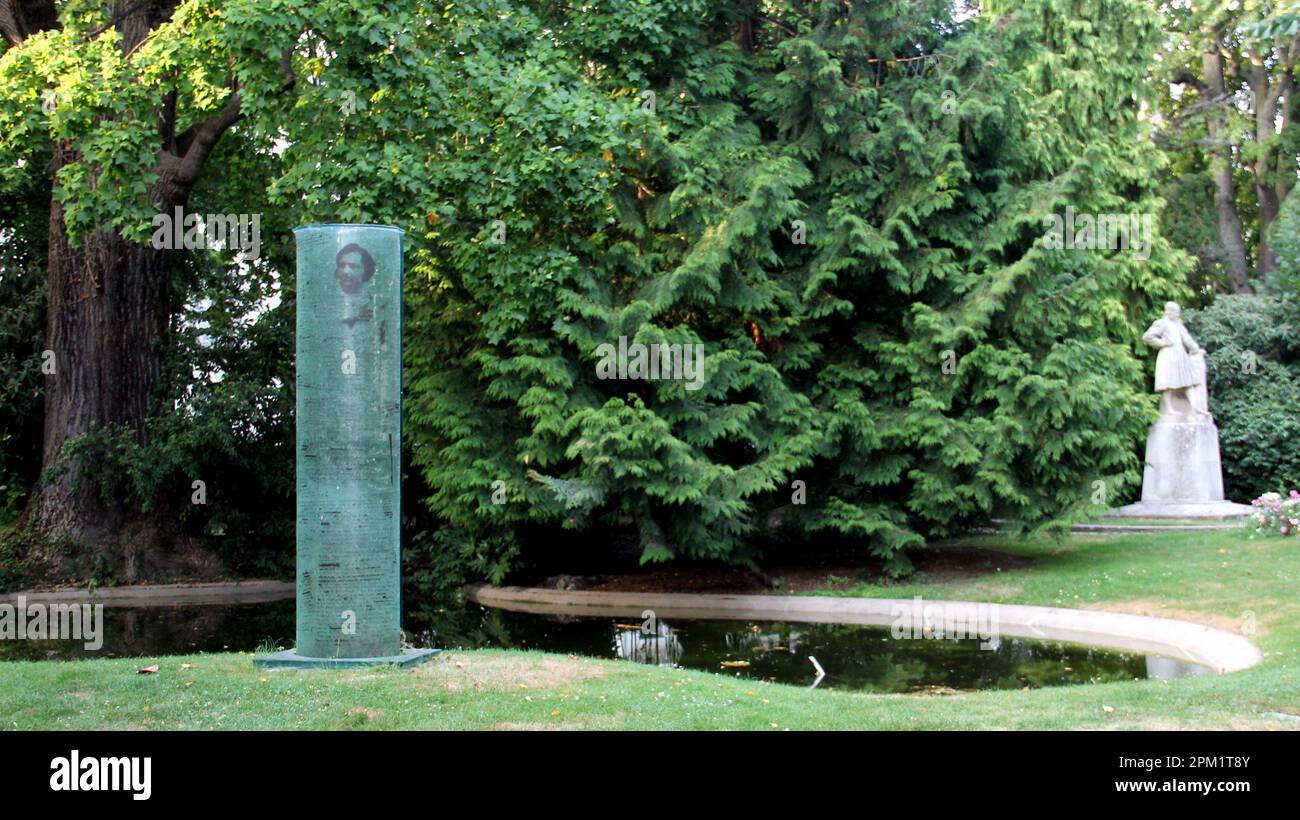 Memorial stela dedicated to Honore de Balzac, famous 19th-century ...