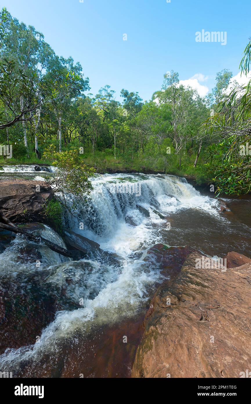Vertical scenic view of Isabella Falls, a tourist attraction in Far ...