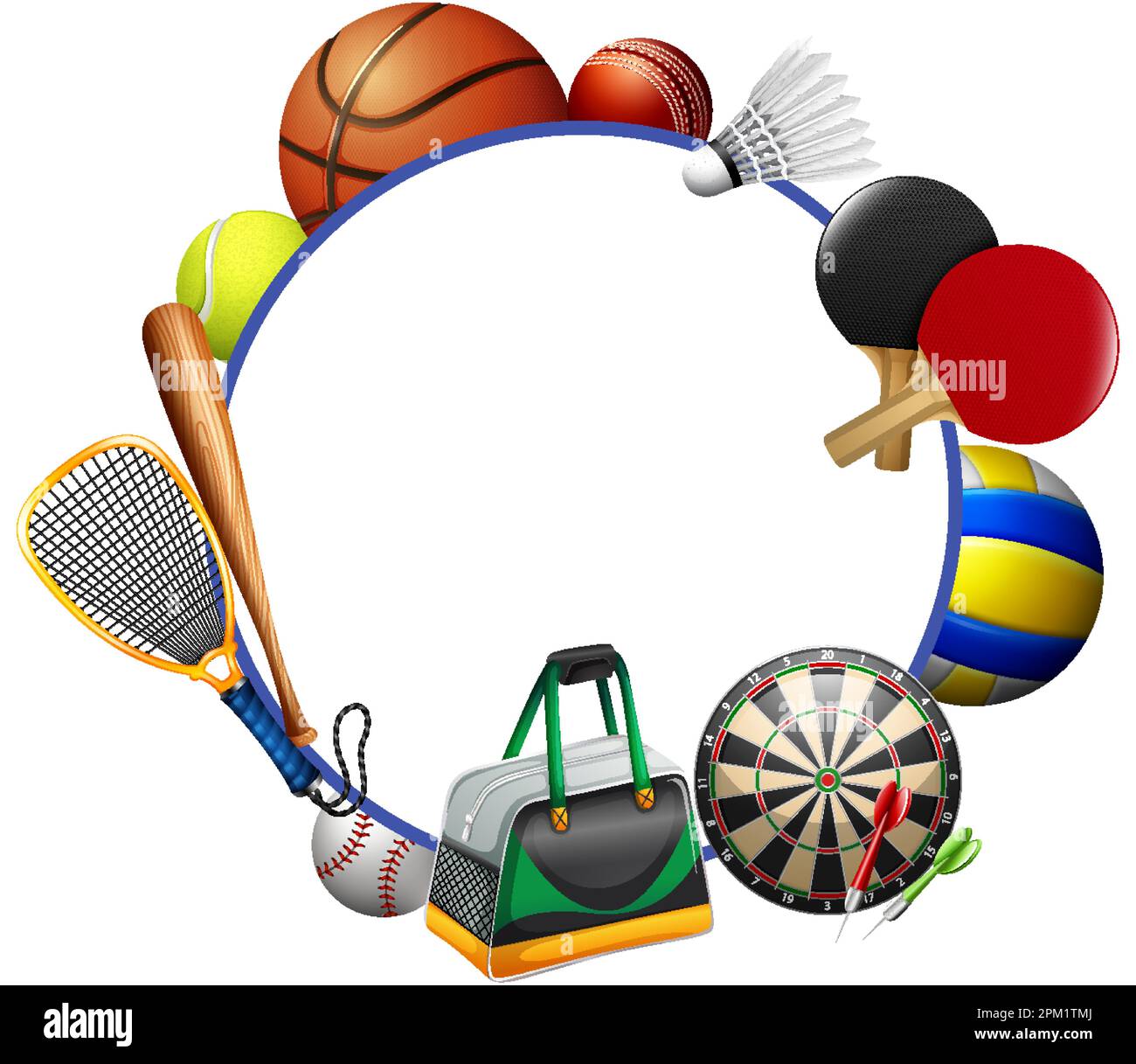 Round frame template with sport tools illustration Stock Vector Image ...