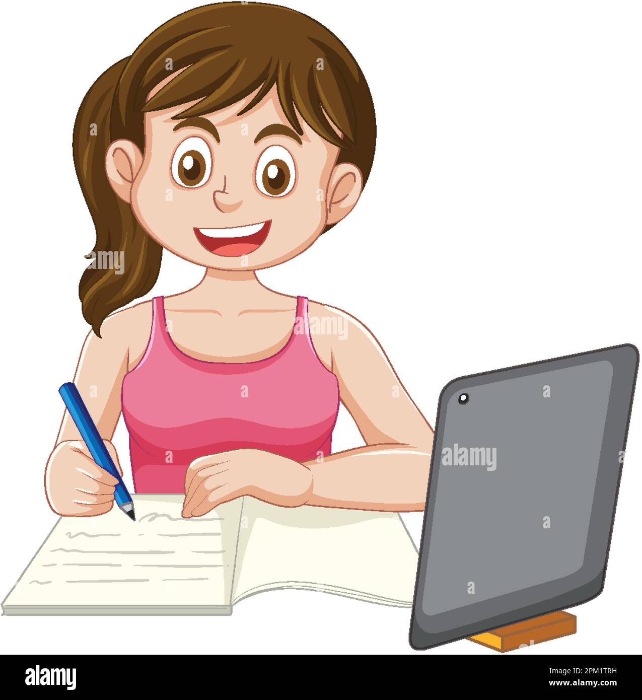 Puberty Girl Doing Homework illustration Stock Vector Image & Art - Alamy