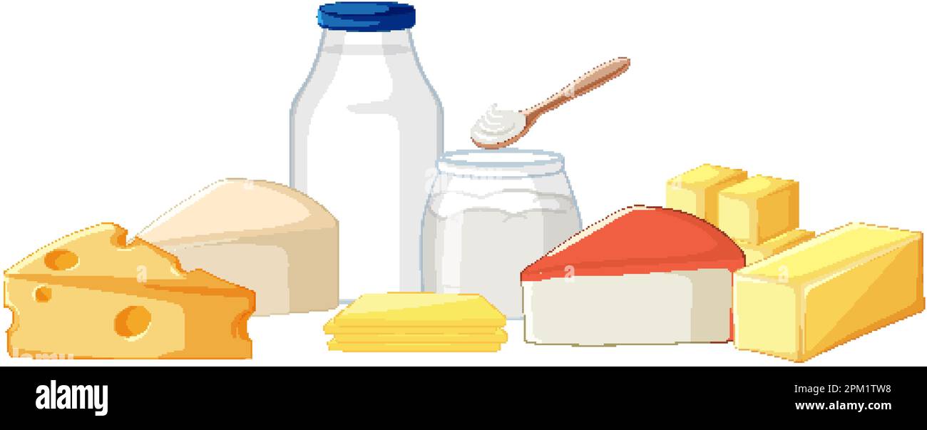 Assorted Dairy Milk Products Vector Set illustration Stock Vector Image ...