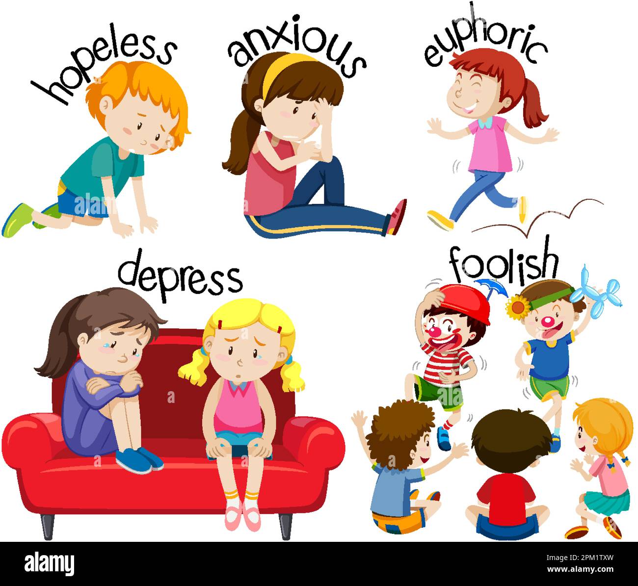 English vocabulary adjective word with cartoon characters illustration ...