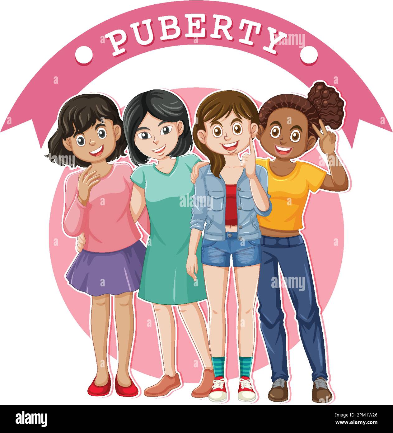 Teenage Friendship Cartoon Character illustration Stock Vector Image ...