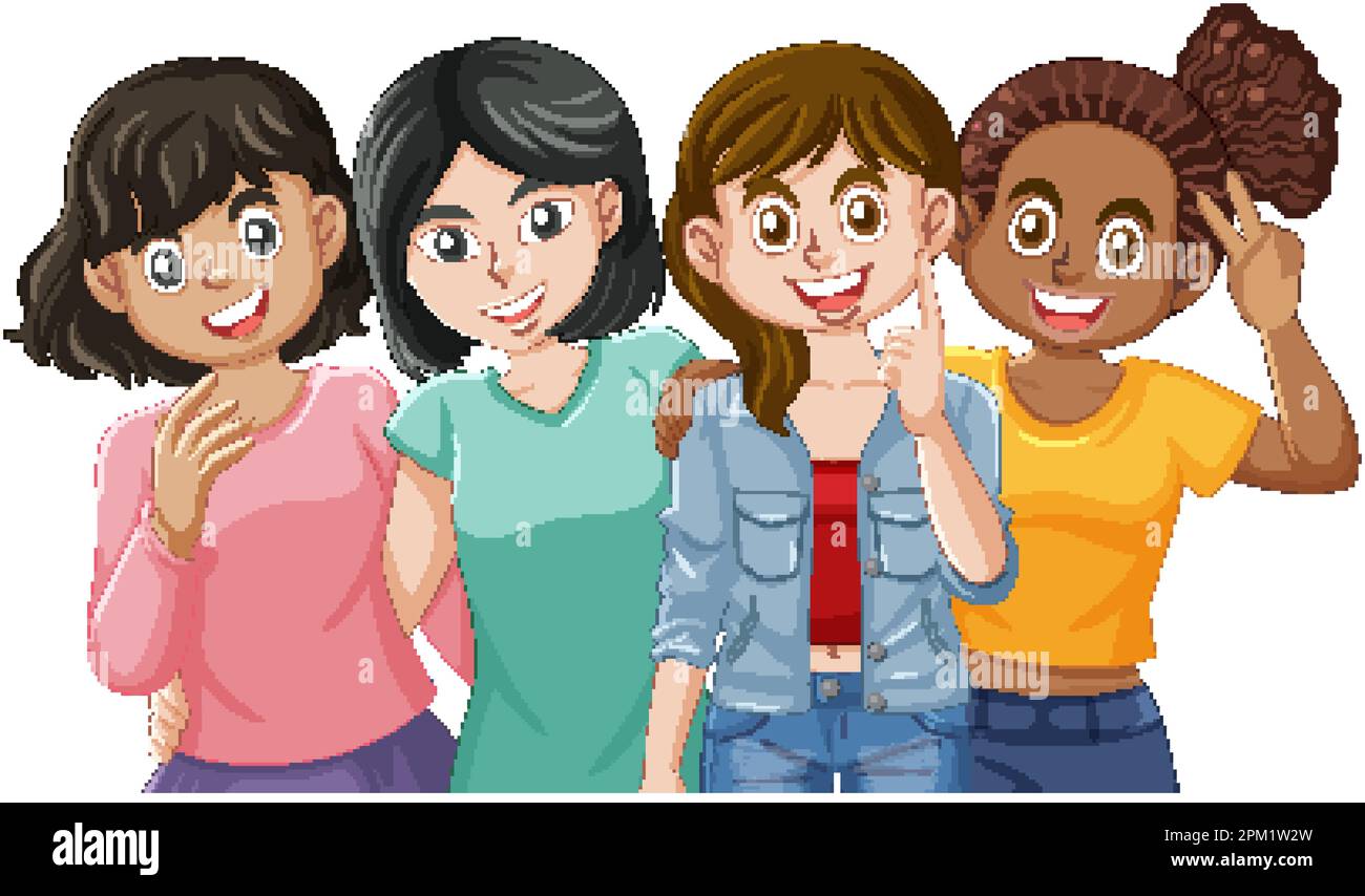 Teenage Friendship Cartoon Character illustration Stock Vector Image ...