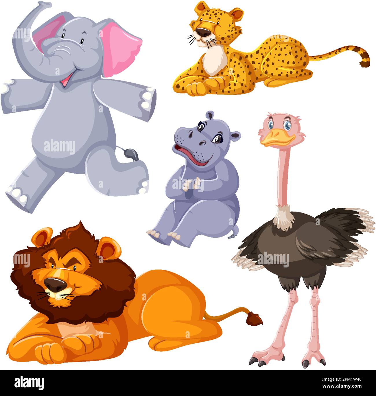 Set of cute animals cartoon character illustration Stock Vector Image ...