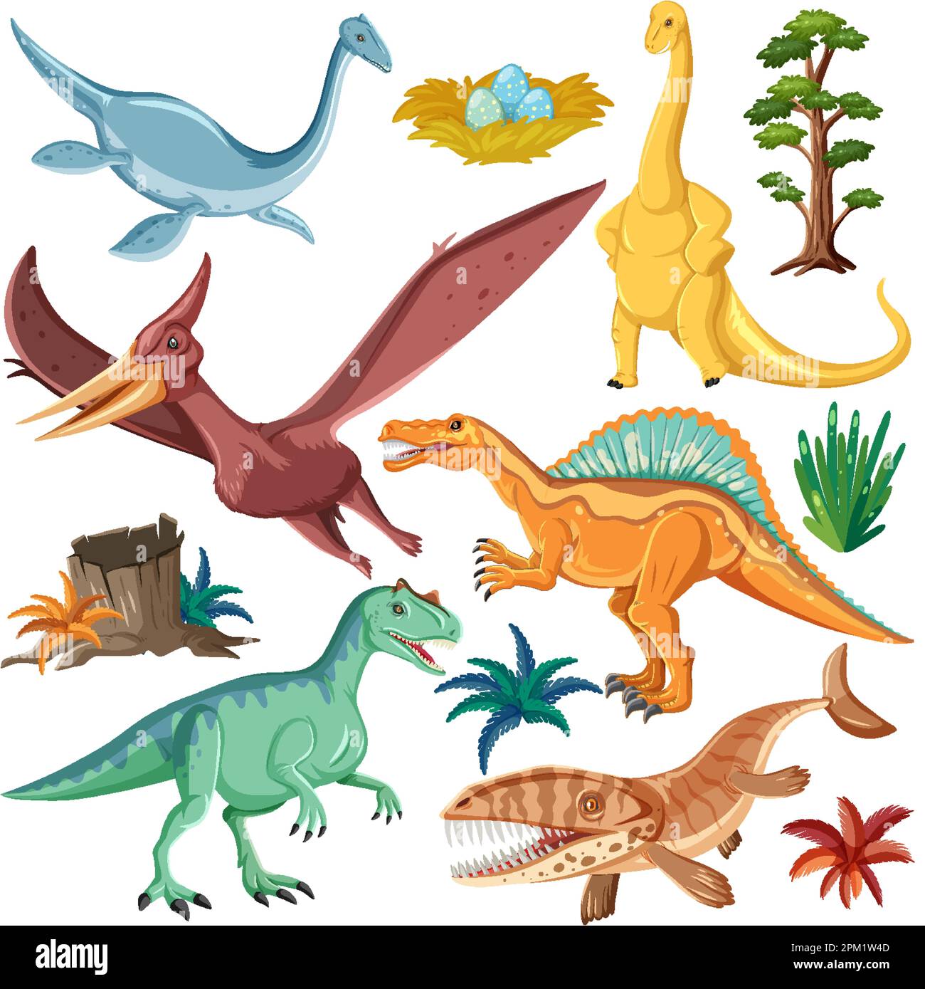 Dinosaur and Nature Elements Vector Collection illustration Stock ...