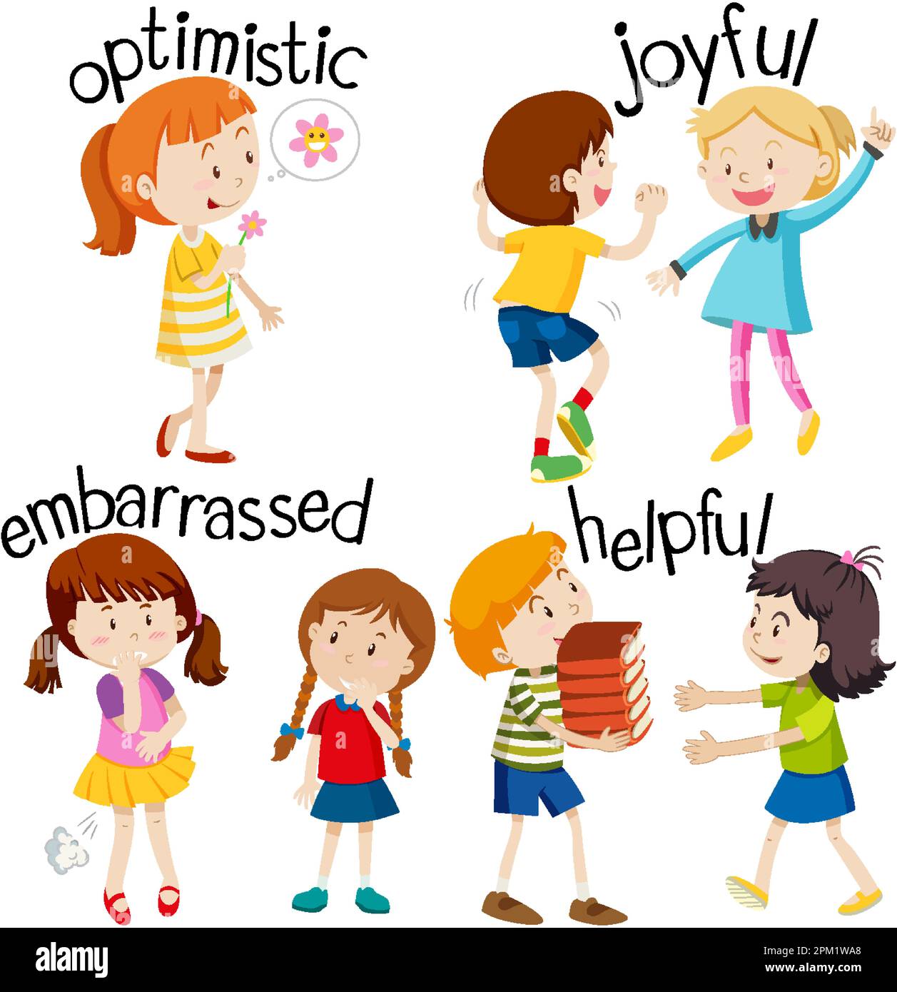 English vocabulary adjective word with cartoon characters illustration ...