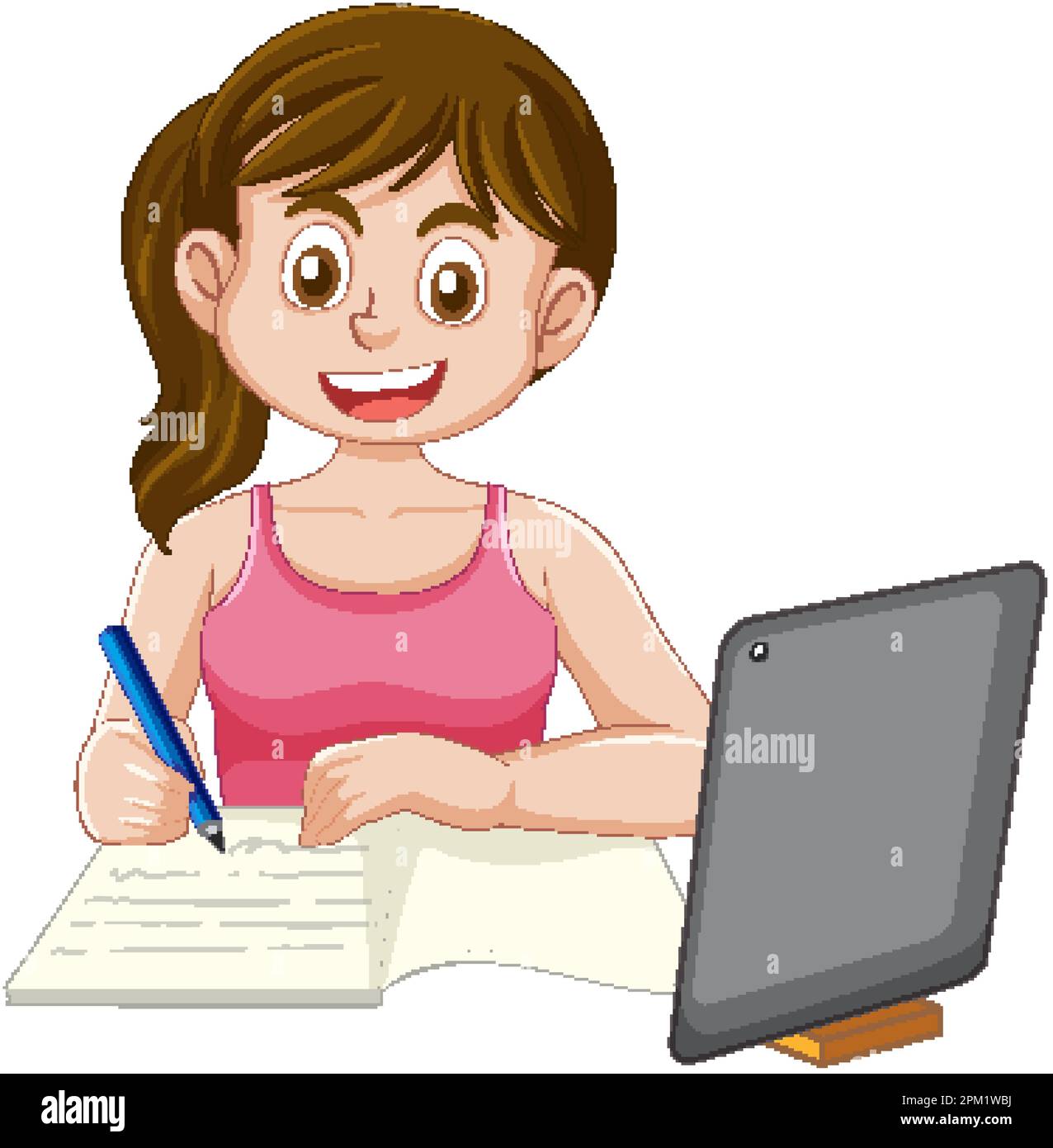 Puberty Girl Doing Homework illustration Stock Vector Image & Art - Alamy
