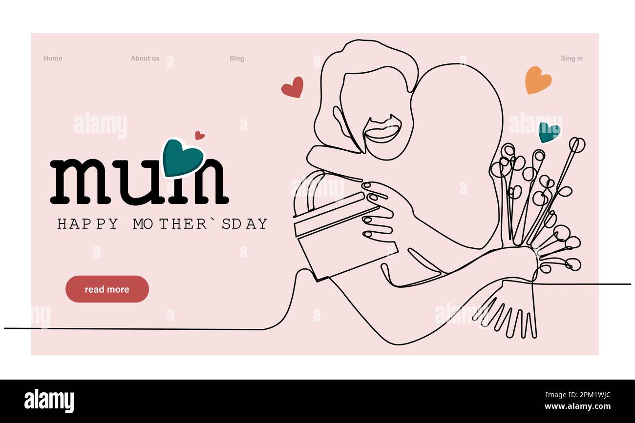 Happy Mother's Day handwritten lettering. Continuous line drawing text ...